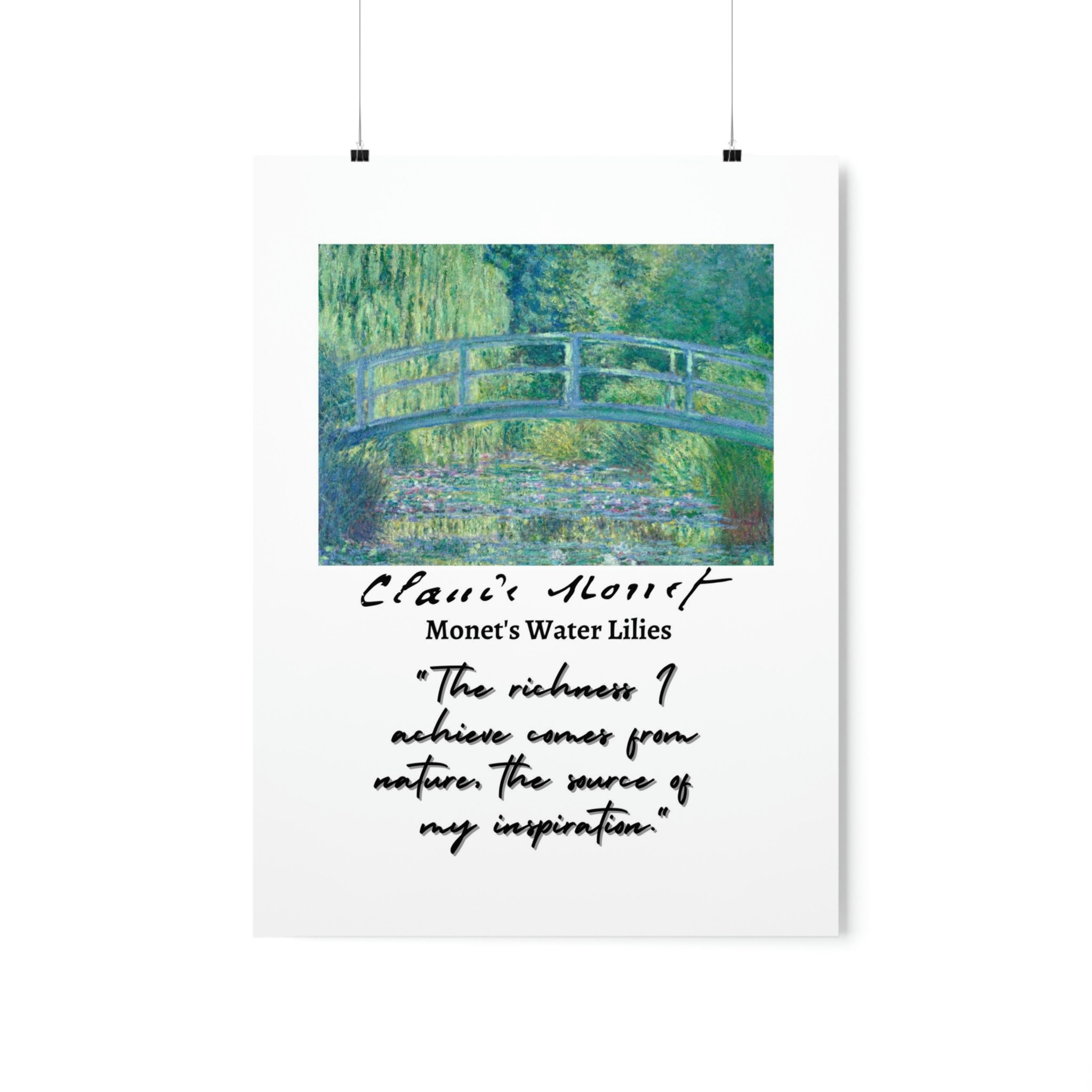 Claude Monet Quote, Monet Wall Art, Nature My Inspiration, Quote Print ...