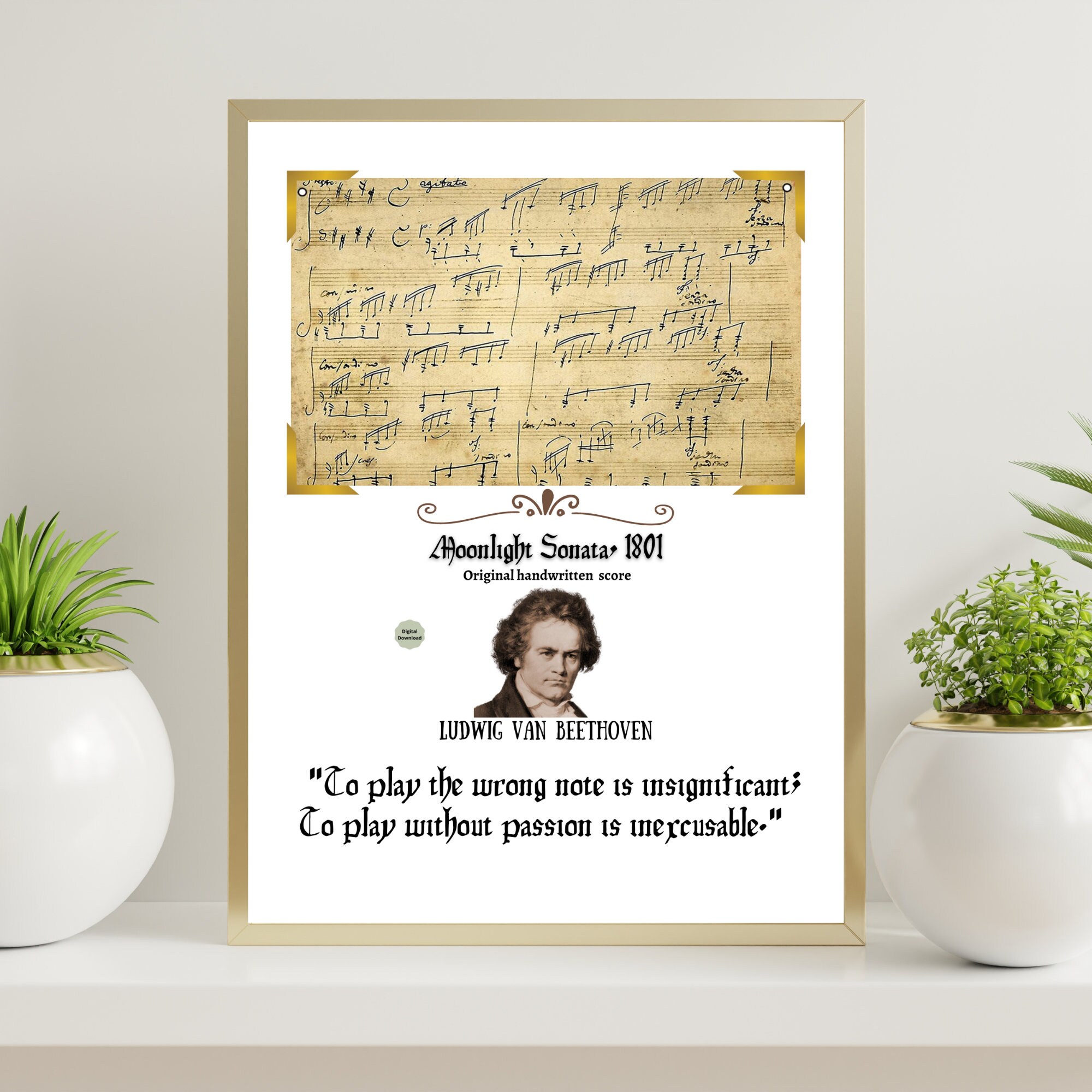 BEETHOVEN. Handwritten Score. Digital Wall Art, Printable Wall Art ...