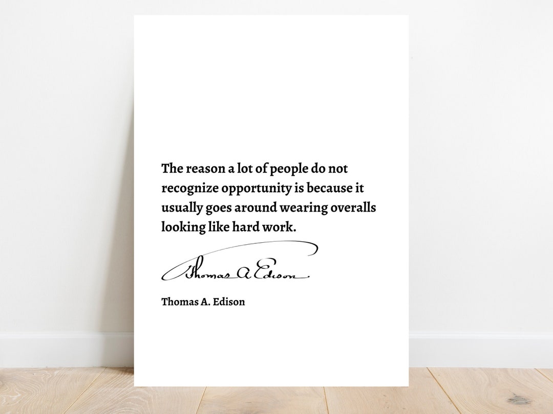 Thomas Edison Quote, Thomas Edison Wall Art, Wizard of Menlo Park ...