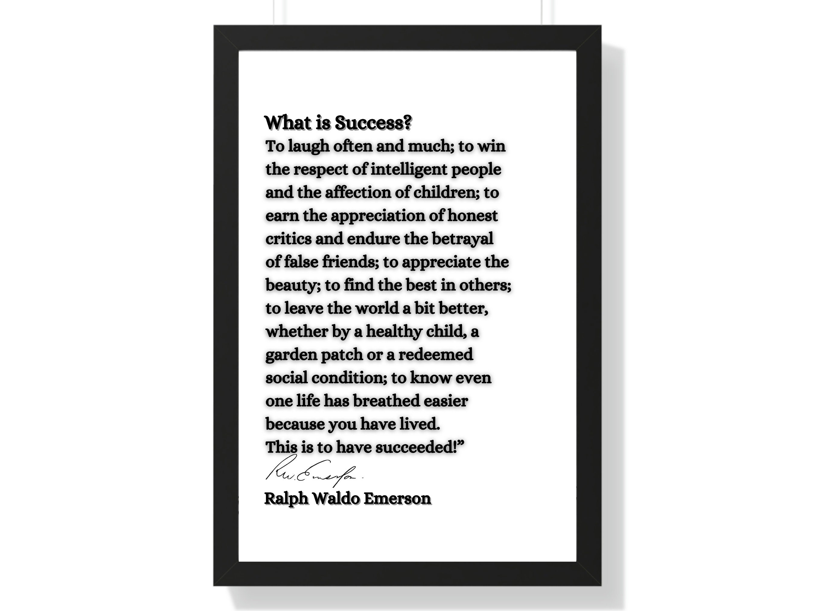 Ralph Waldo Emerson Quote, Emerson Wall Art, What is Success, Quote ...