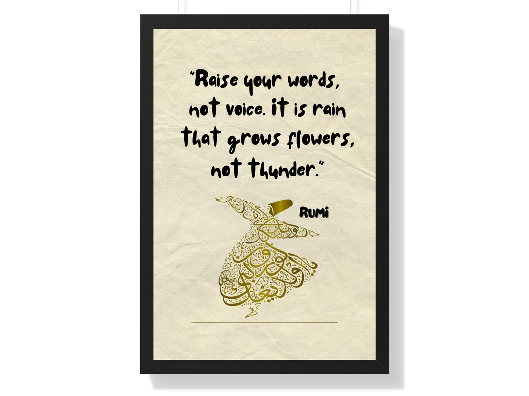 RUMI 3 Quote, RUMI 3 Wall Art, Quote Poster, Literary Print, "raise You ...