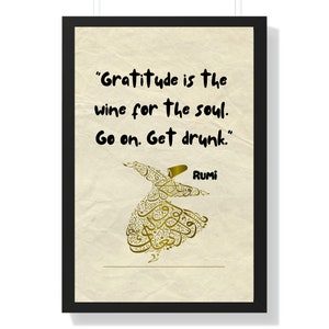 RUMI 9 Quote, RUMI 9 Wall Art, Quote Poster, Literary Print, "gratitude ...