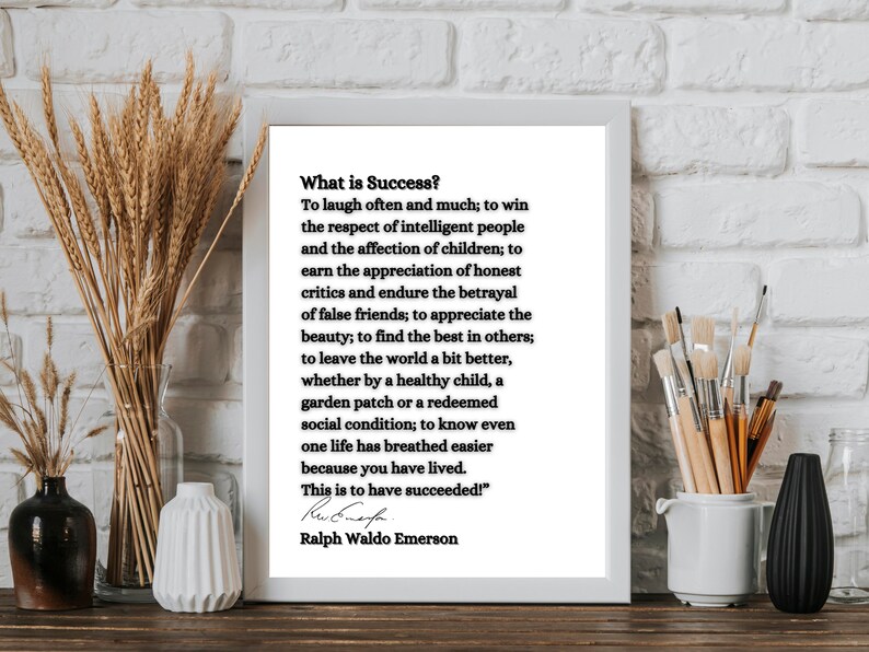 Ralph Waldo Emerson Quote, Emerson Wall Art, What is Success, Quote ...