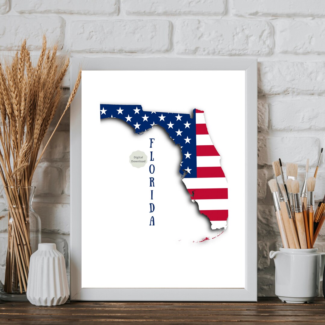 FLORIDA MAP Digital Wall Art, Printable Wall Art, Wall Hangings ...
