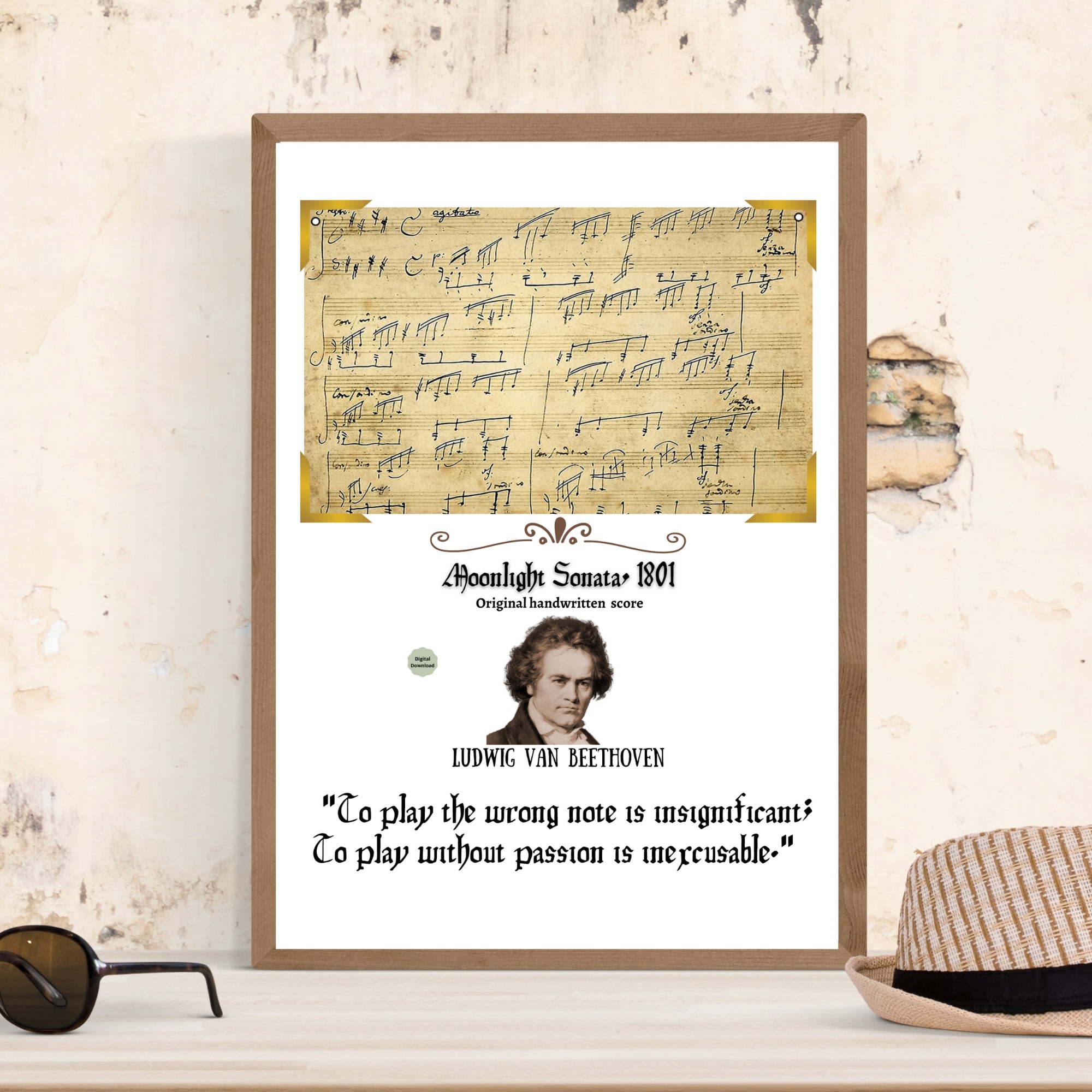 BEETHOVEN. Handwritten Score. Digital Wall Art, Printable Wall Art ...