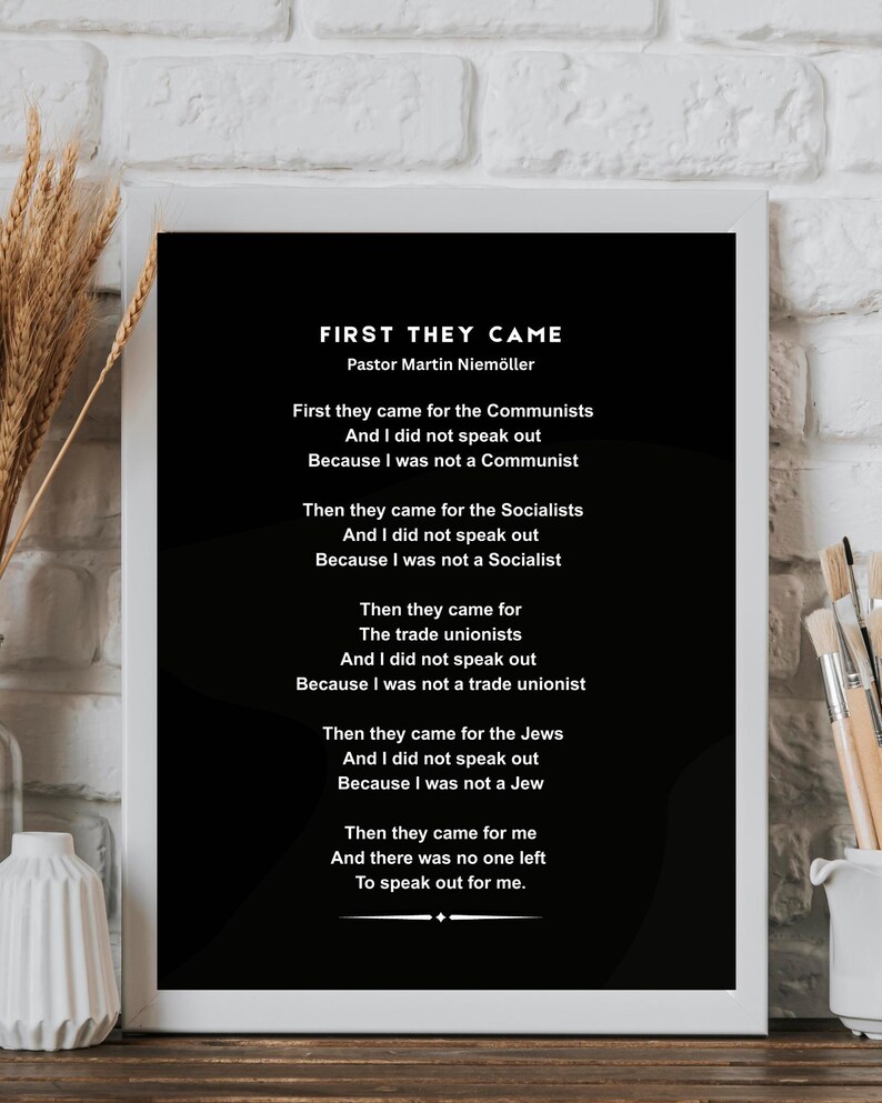 FIRST THEY CAME in Parchment, White, and Black: Holocaust Poem, Racism ...