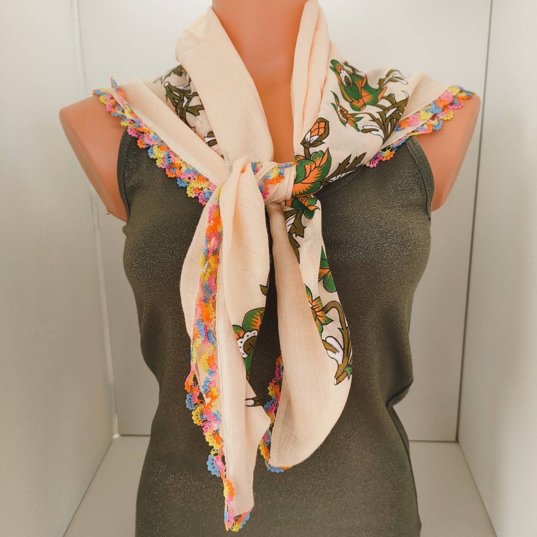 Turkish Traditional Style Crochet Edge Oya Cotton Scarf,turkish ...