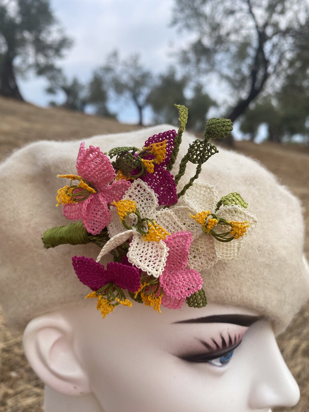 Flower Crochet Brooch,anemone Flower Brooch,turkish Lace Brooch,oya ...