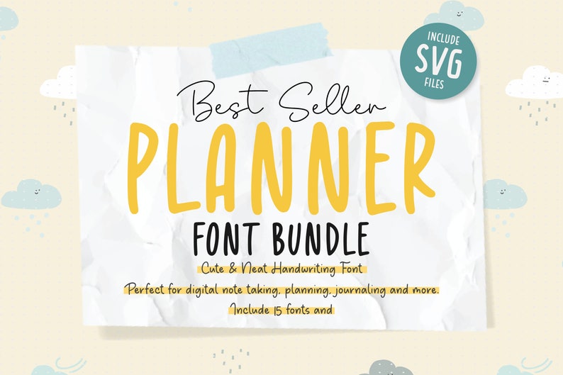 Planner Font Bundle: 15 Handwritten Fonts for Goodnotes (SVG Files) - Etsy