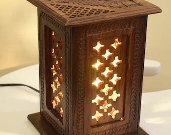 Square Wooden Lamp - Etsy