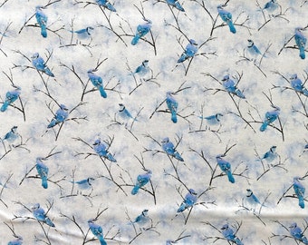 Winter Woods Blue Jay Fabric - Etsy