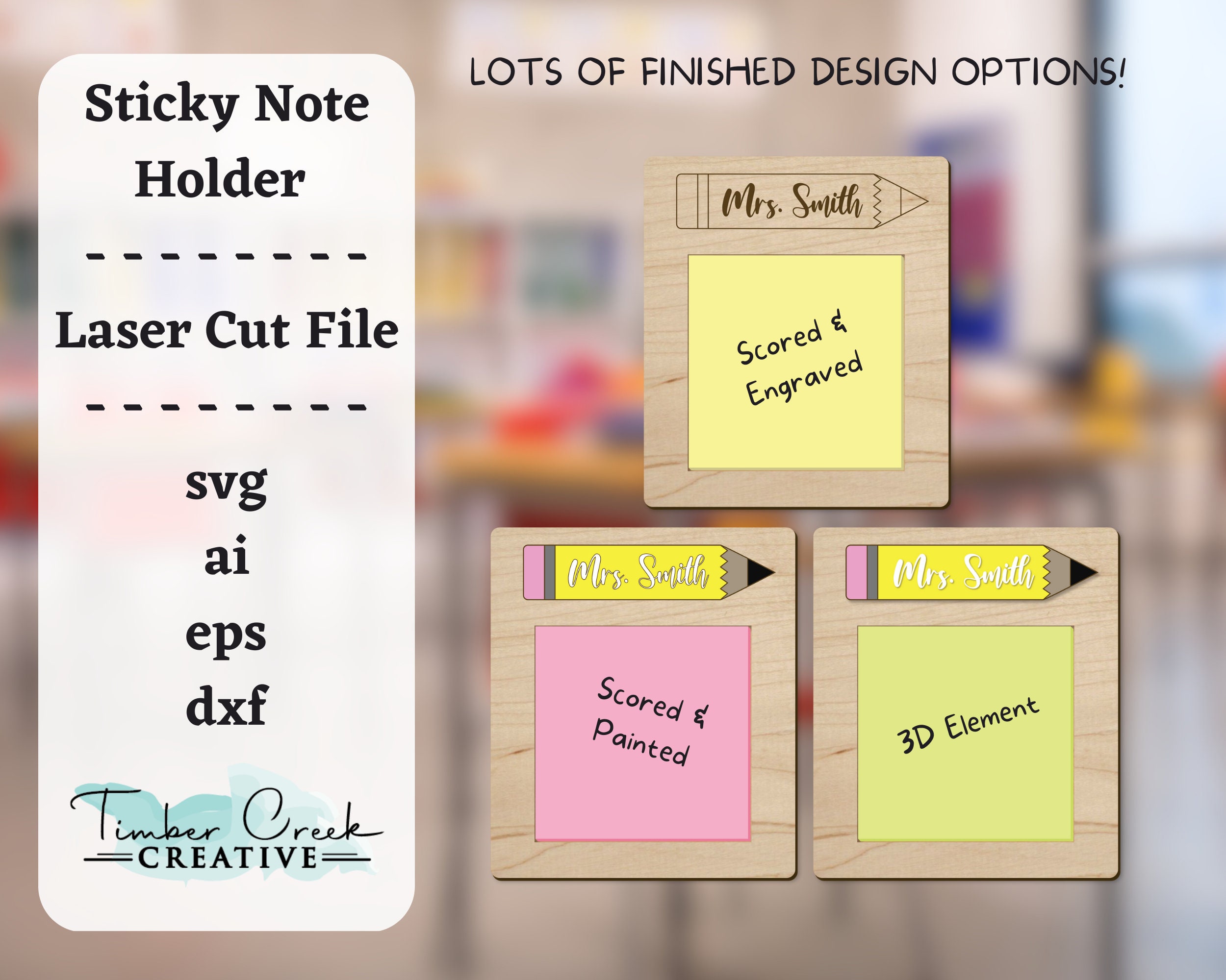 Sticky Note Holder Laser Cut File Glowforge Omtech Aeon Xtool Teacher ...