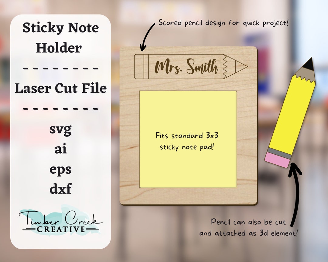 Sticky Note Holder Laser Cut File Glowforge Omtech Aeon Xtool Teacher ...