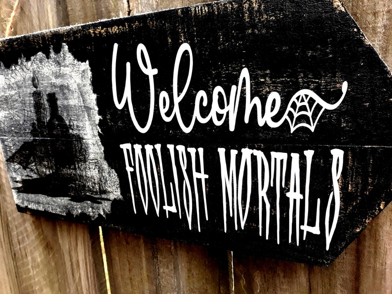 Welcome Foolish Mortals Arrow Wooden Sign - Etsy