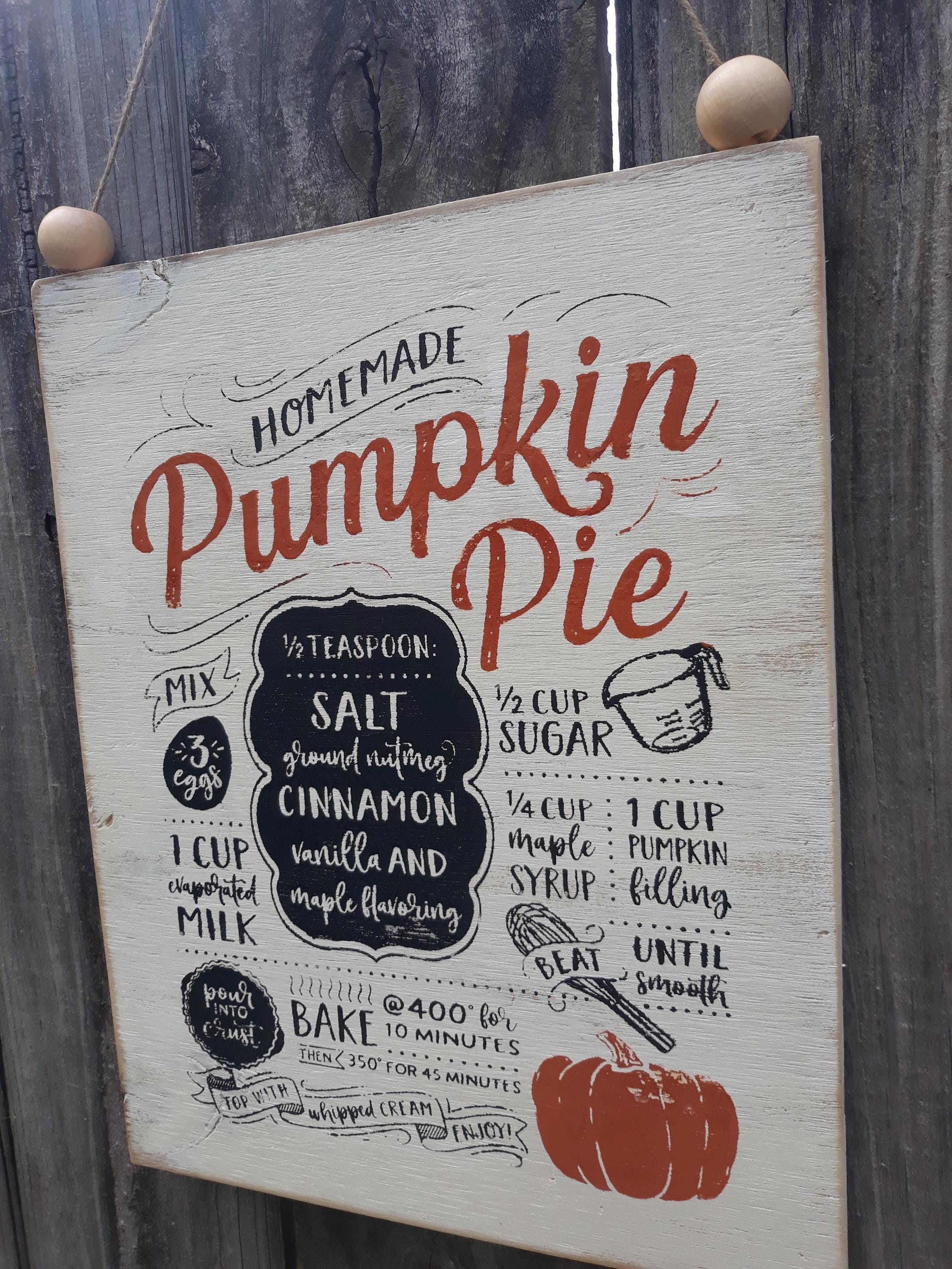 Pumpkin Pie Wooden Sign - Etsy
