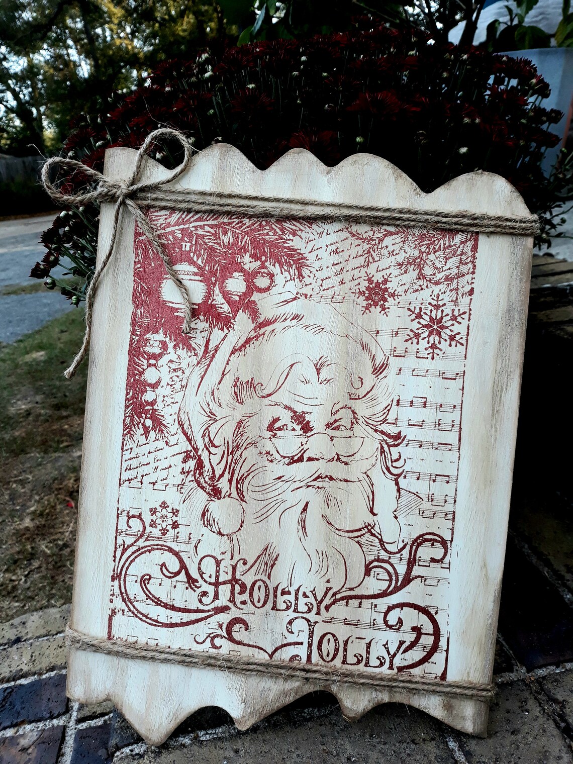 Holly Jolly Santa Wooden Plaque - Etsy