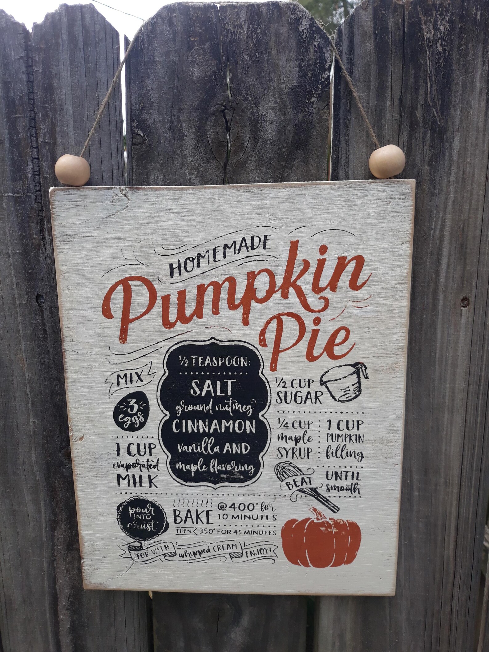 Pumpkin Pie Wooden Sign - Etsy