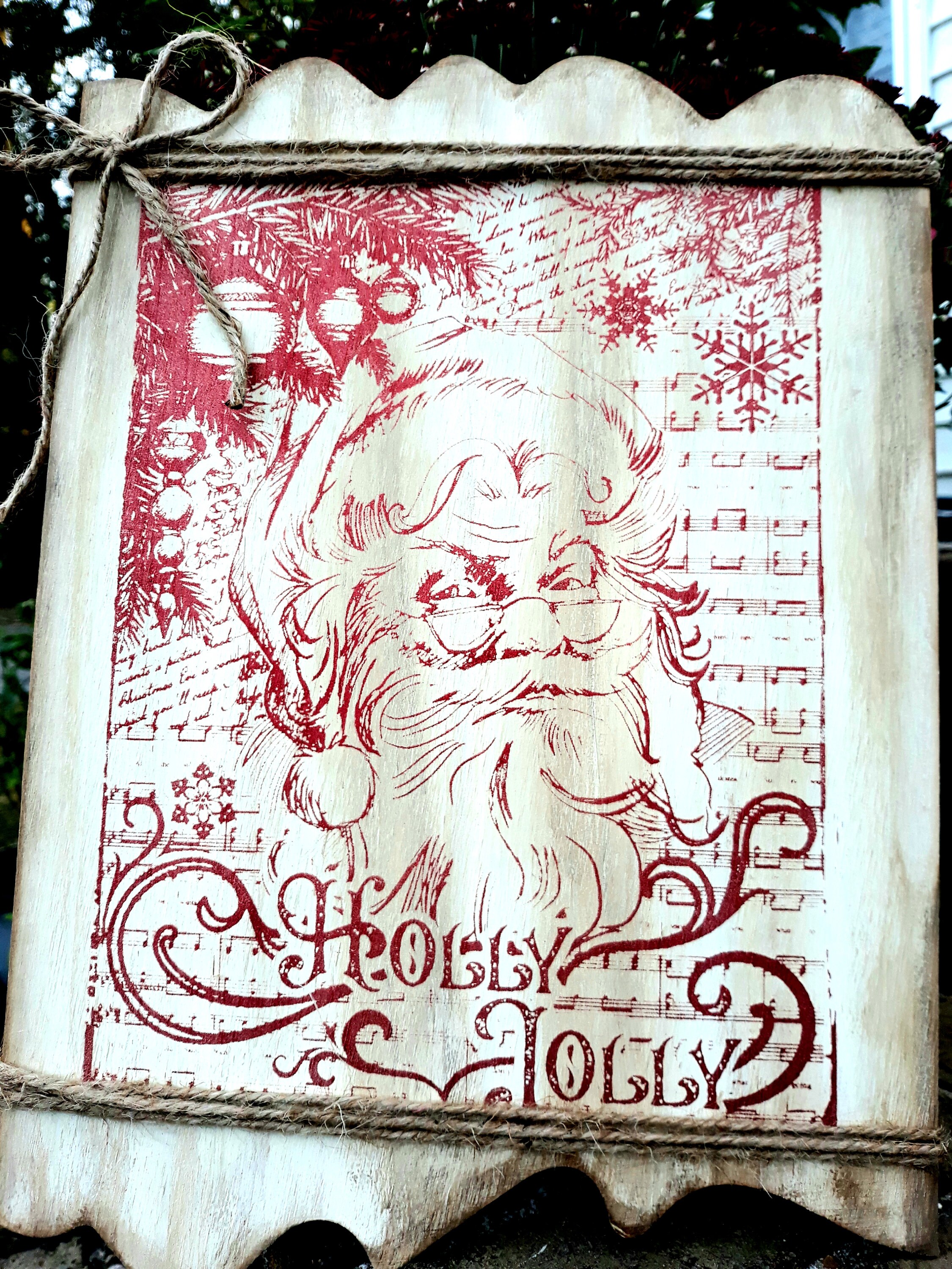 Holly Jolly Santa Wooden Plaque - Etsy