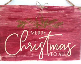Merry Christmas to All Horizontal Wall Sign - Etsy