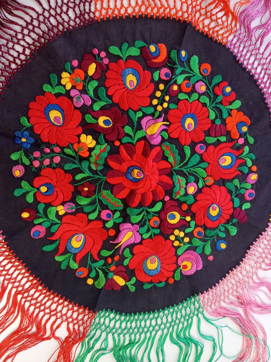 Vintage Hungarian Matyo Embroidered Table Cloth Fiber Art 51" - Etsy