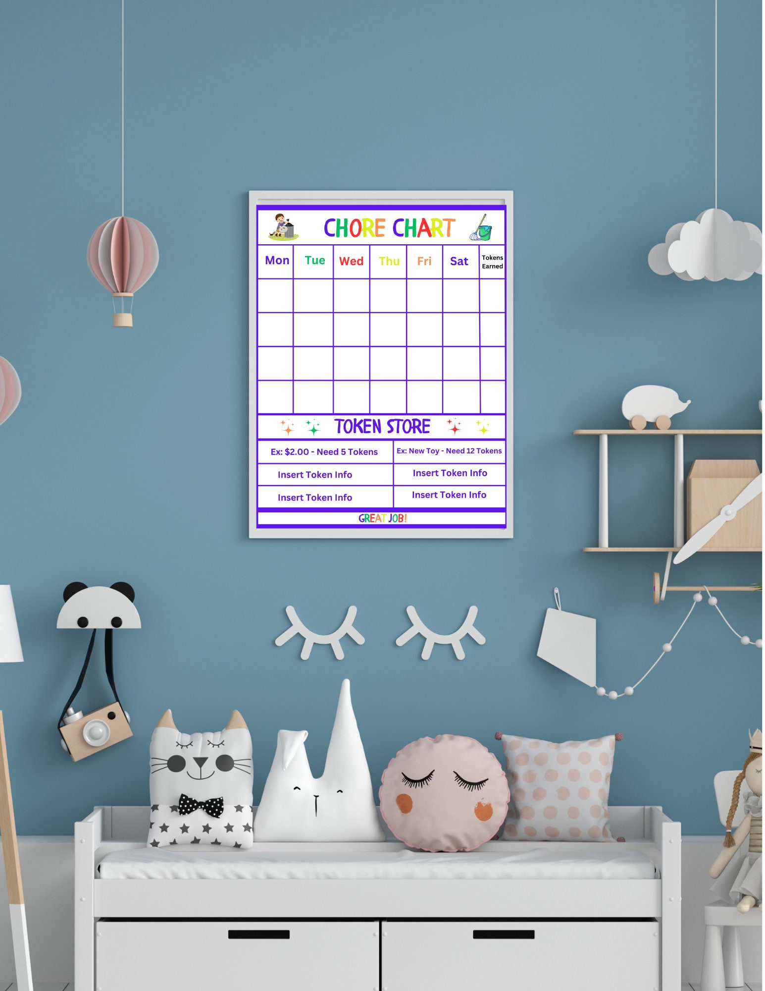 Editable Fun Chore Chart Template for Children, Primary Colors - Etsy