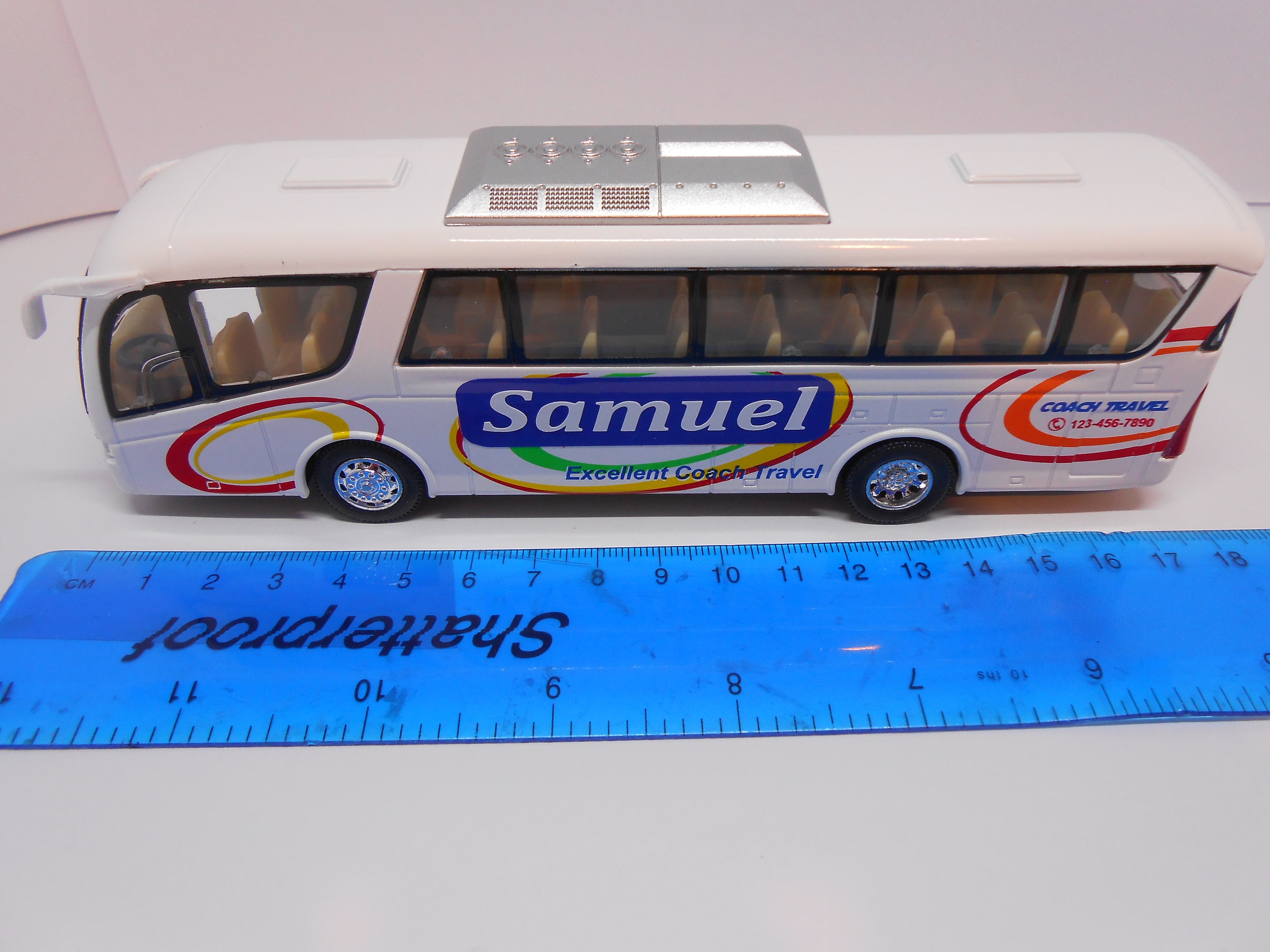 PERSONALISED NAME COACH Bus Toy Car Model Boy Girl Dad Mom Uncle ...