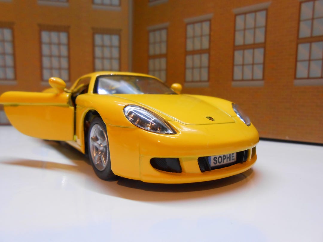 PERSONALISED PLATES Porsche Carrera GT Car Yellow Model Boy Girl Dad ...