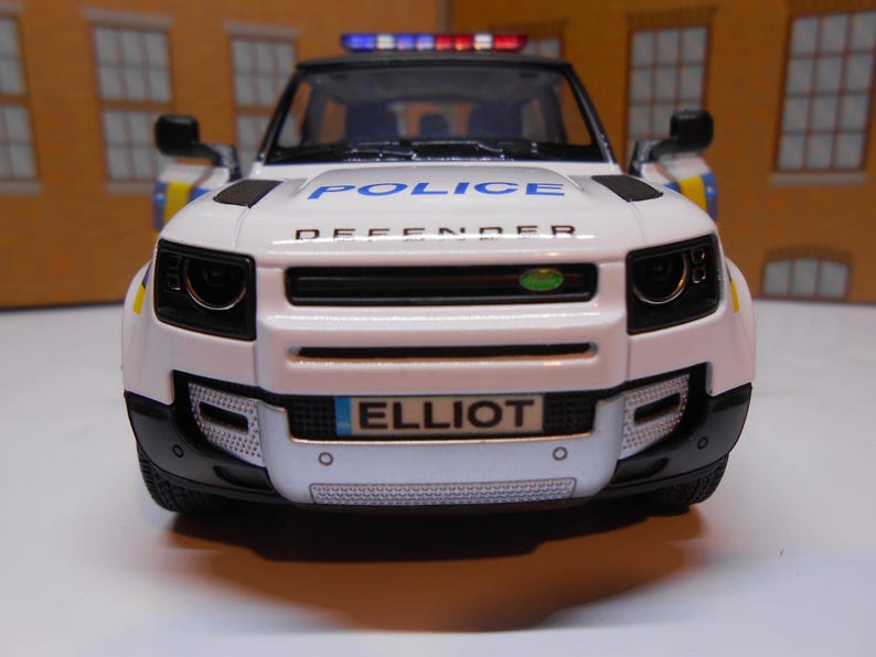 PERSONALISED PLATES Toy POLICE Car Landrover Defender Toy Car Model Boy ...