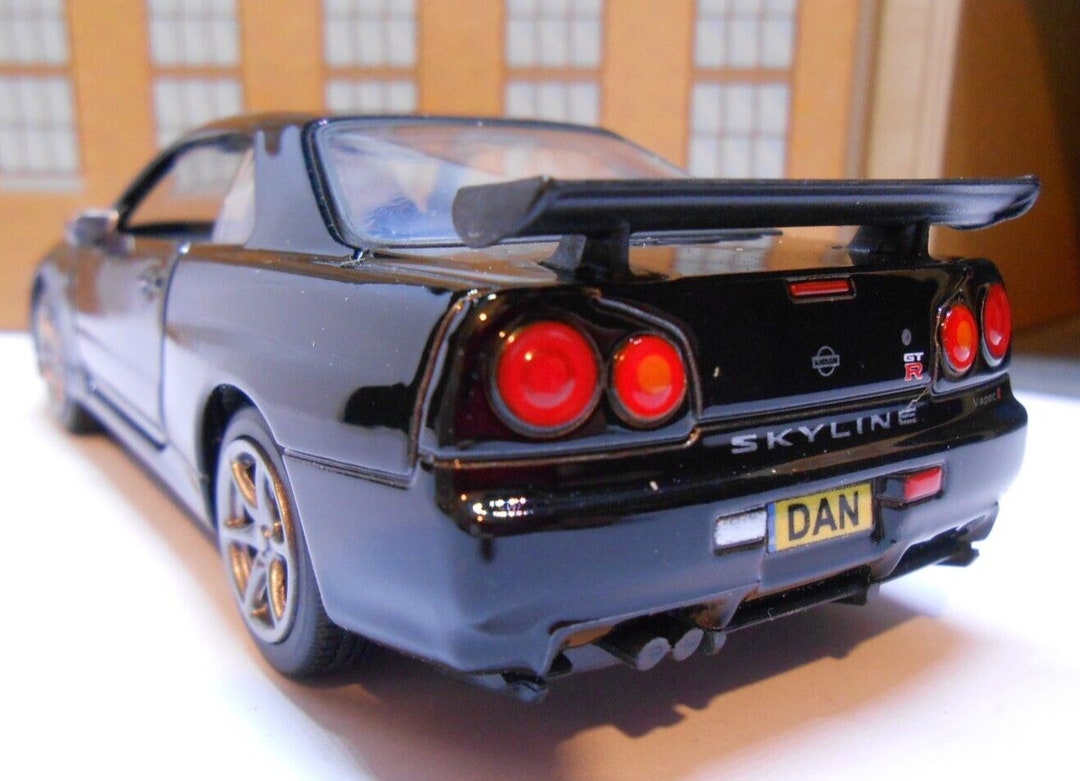 PERSONALISED PLATES Nissan Skyline Gtr Toy Car Model Boy Girl Dad Mom ...
