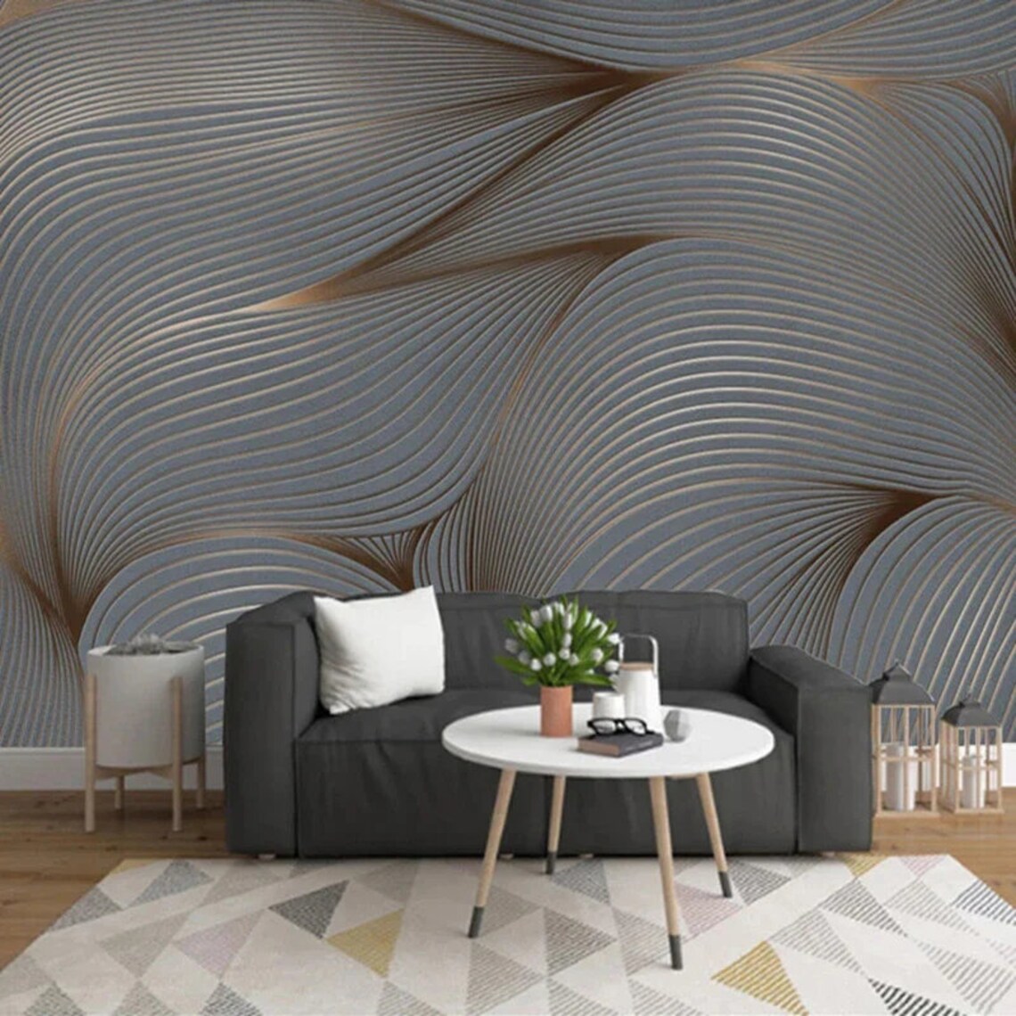 3D Wallpaper Modern Art Abstract Lines Wall Art Mural - Etsy