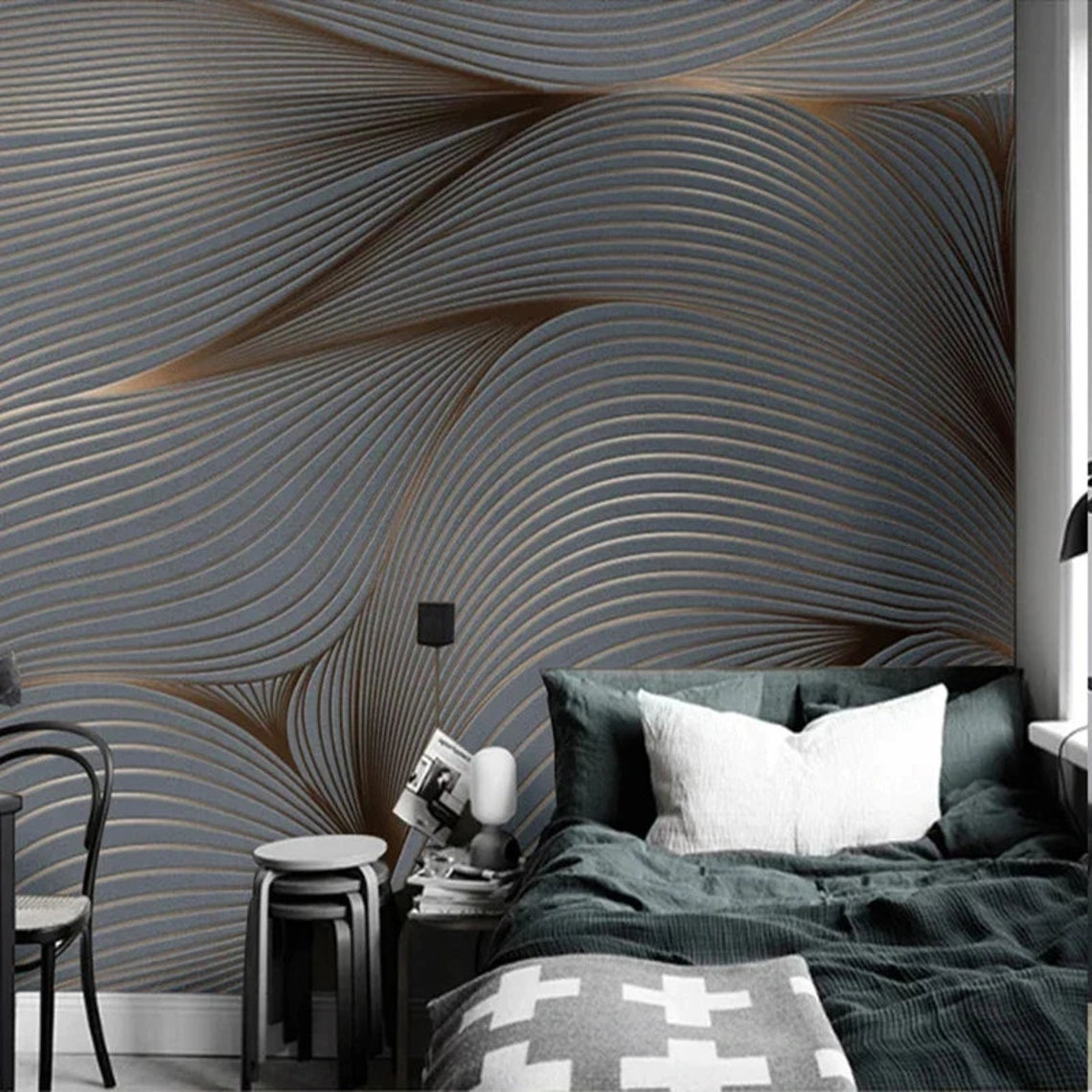 3D Wallpaper Modern Art Abstract Lines Wall Art Mural - Etsy