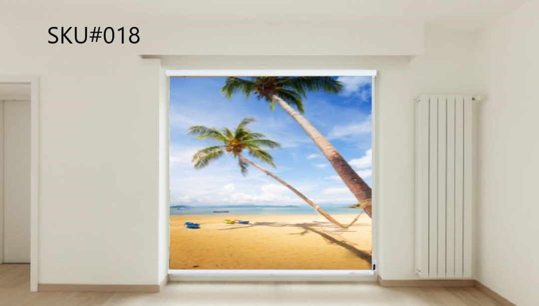 Nature: Beach Tropical Trees, Custom Print Roller Shades for Window ...