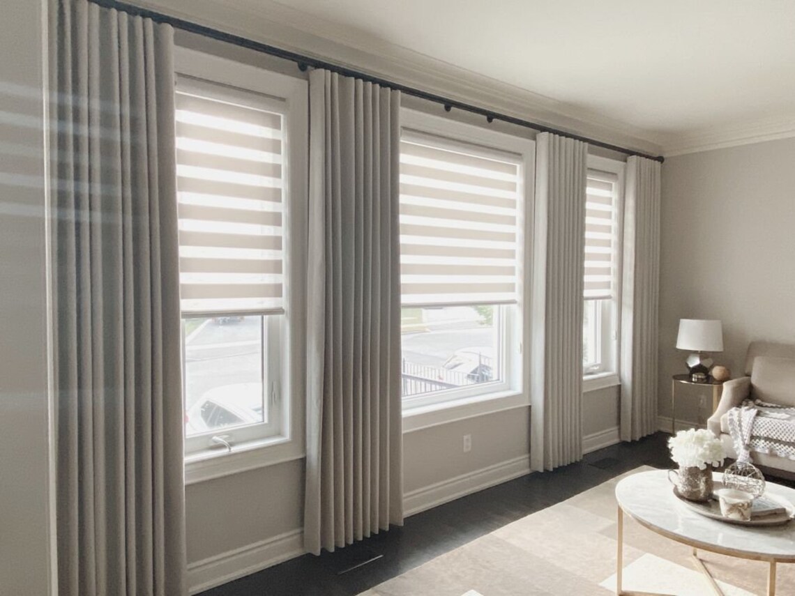 Wider Width Wave Fold Modern Custom Draperyup to 18 Feet Wide flat With ...