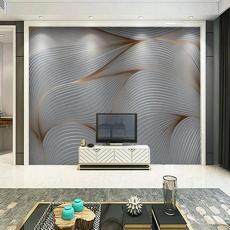 3D Wallpaper Modern Art Abstract Lines Wall Art Mural - Etsy