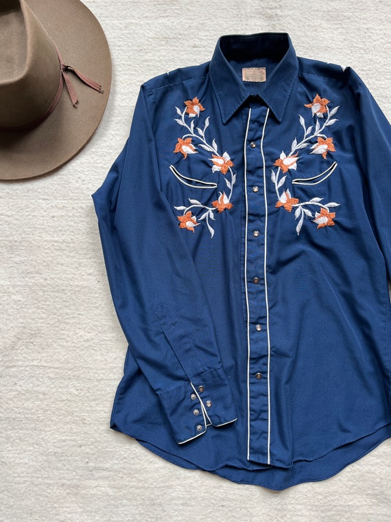 royal blue western shirt made by Montgomery Ward from… - Gem