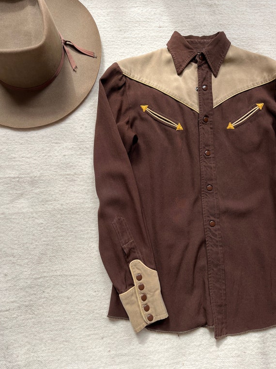 California Ranchwear western shirt -two tone brown/ye… - Gem