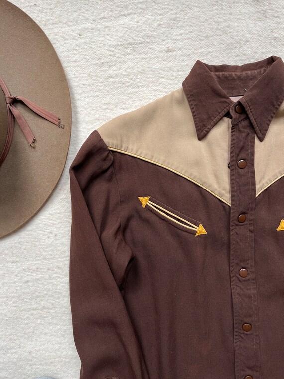 California Ranchwear western shirt -two tone brown/ye… - Gem