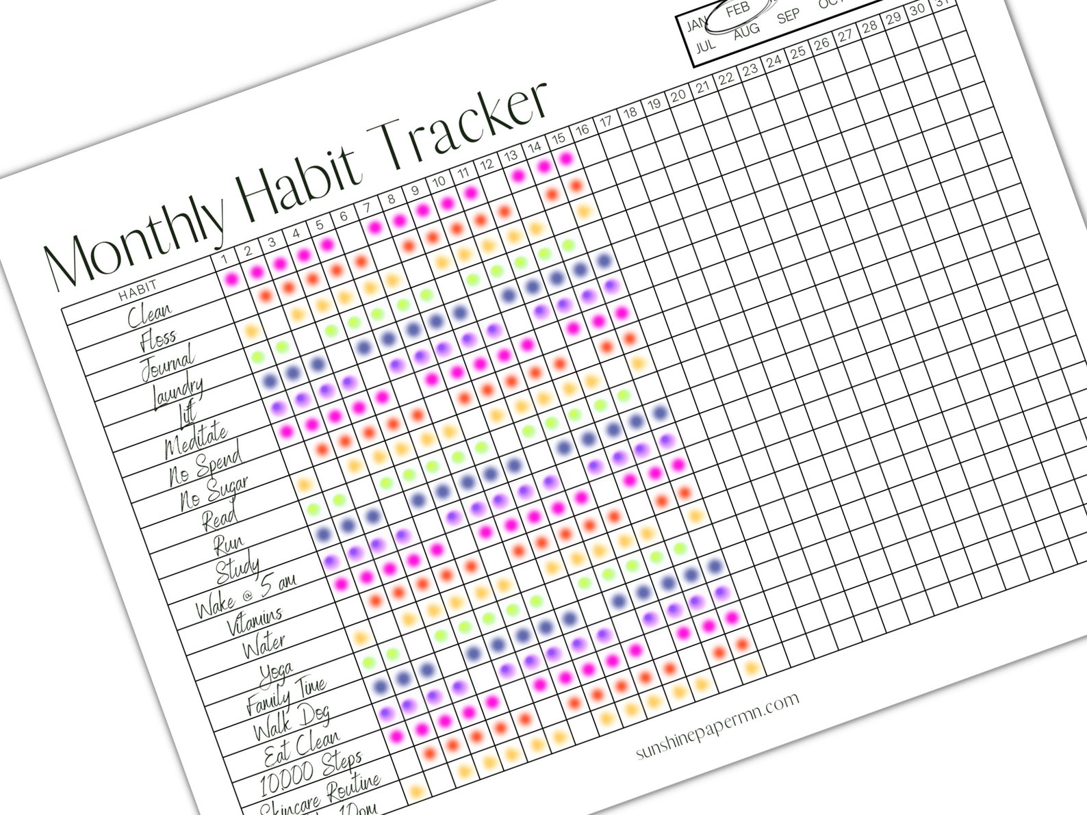 Minimalist Dot Journal Monthly Printable Habit Tracker - Dot Line Grid ...