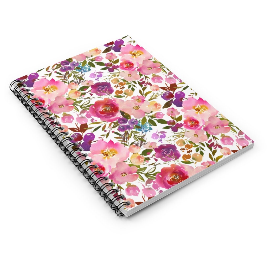 Boho Custom Floral Spiral Notebook, Self Care Journal, Wellness Journal ...