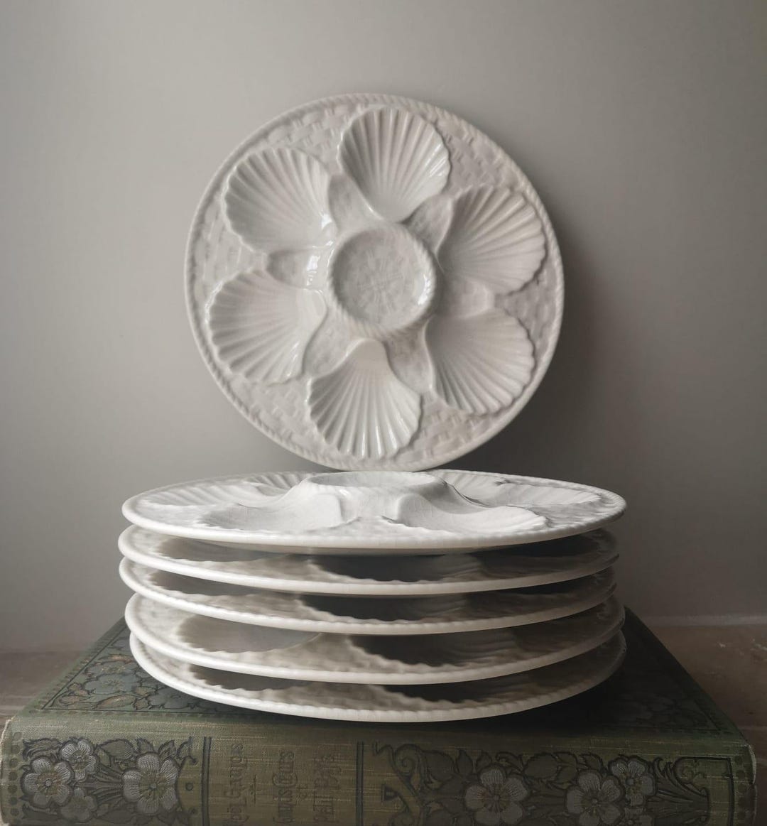 French Vintage Ironstone Oyster Plates, Set of 6, Made by 'chantilly ...