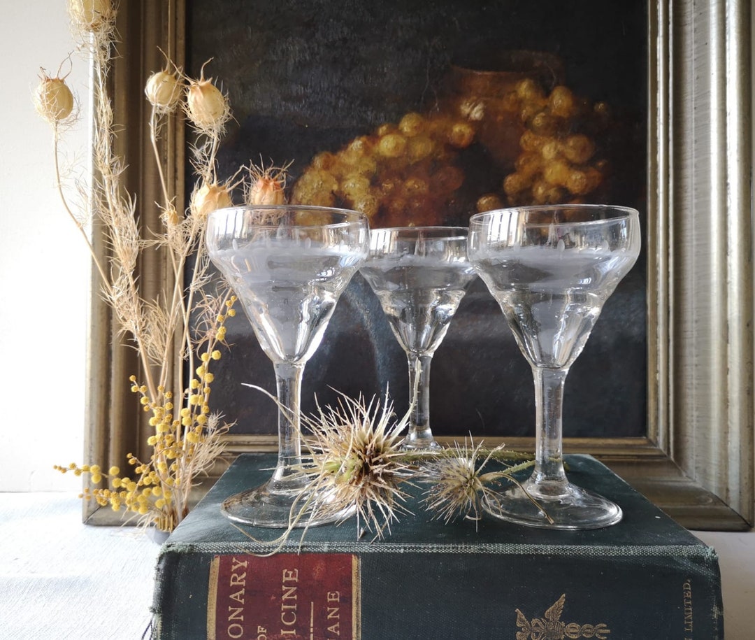 French Antique Cut Glass Aperitif Glasses, Set of 3 Cocktail Glasses - Etsy