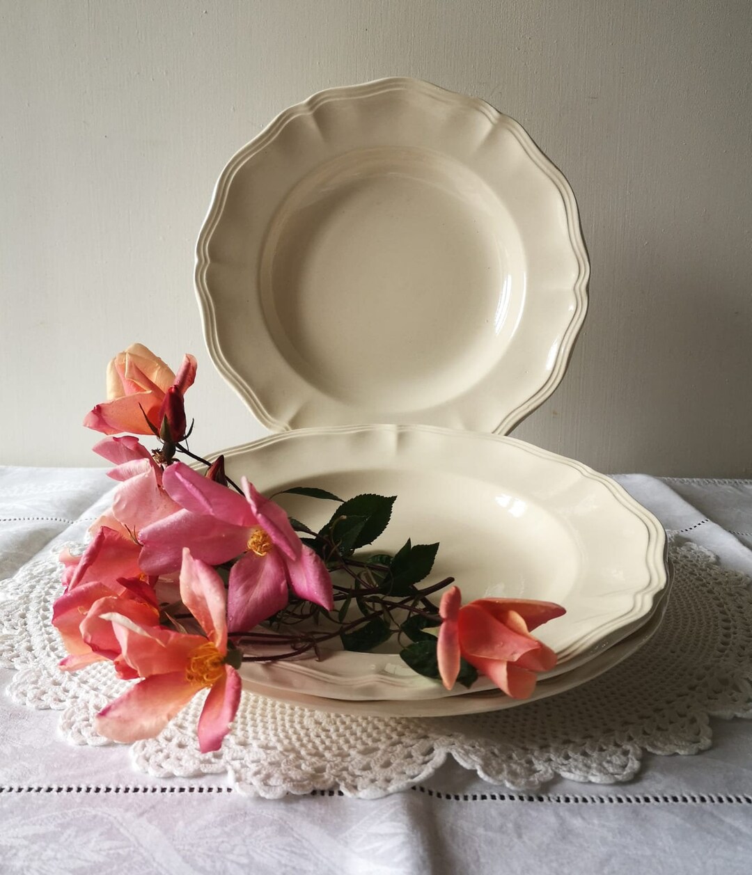 French Antique Ironstone Shallow Plates, Set of 3,made by ...