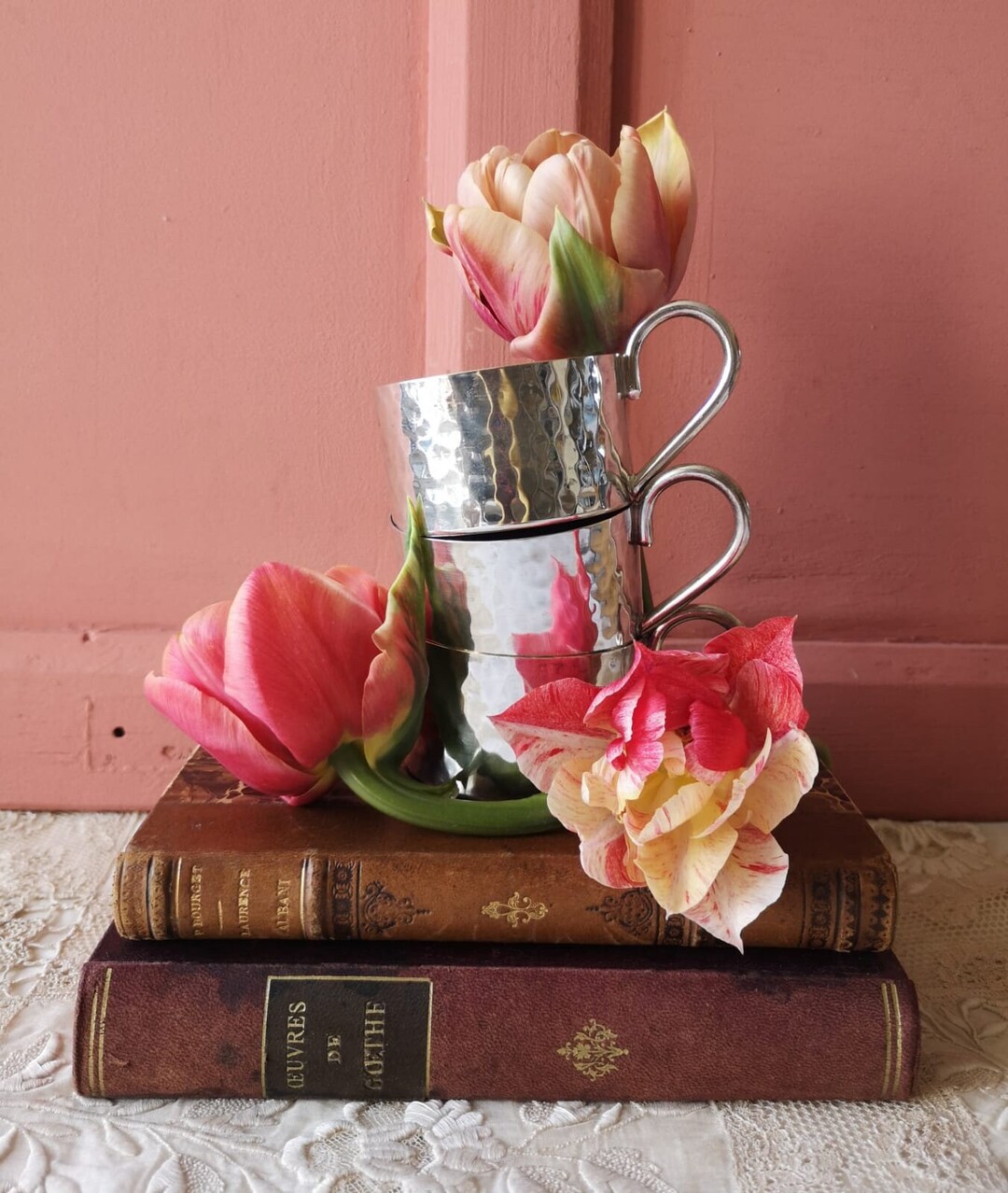 Vintage Hammered Silver Plate Cups, Set of 3, Mid-century Modern/art ...