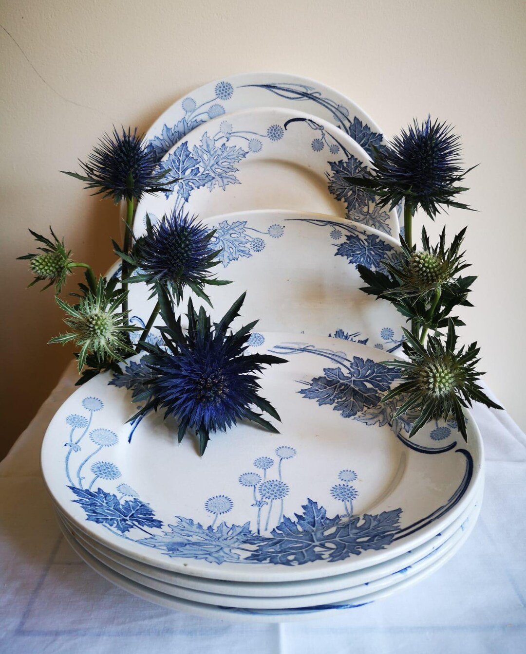 French Antique Ironstone Plates, Set of 9, Made by 'K&G Lunéville ...