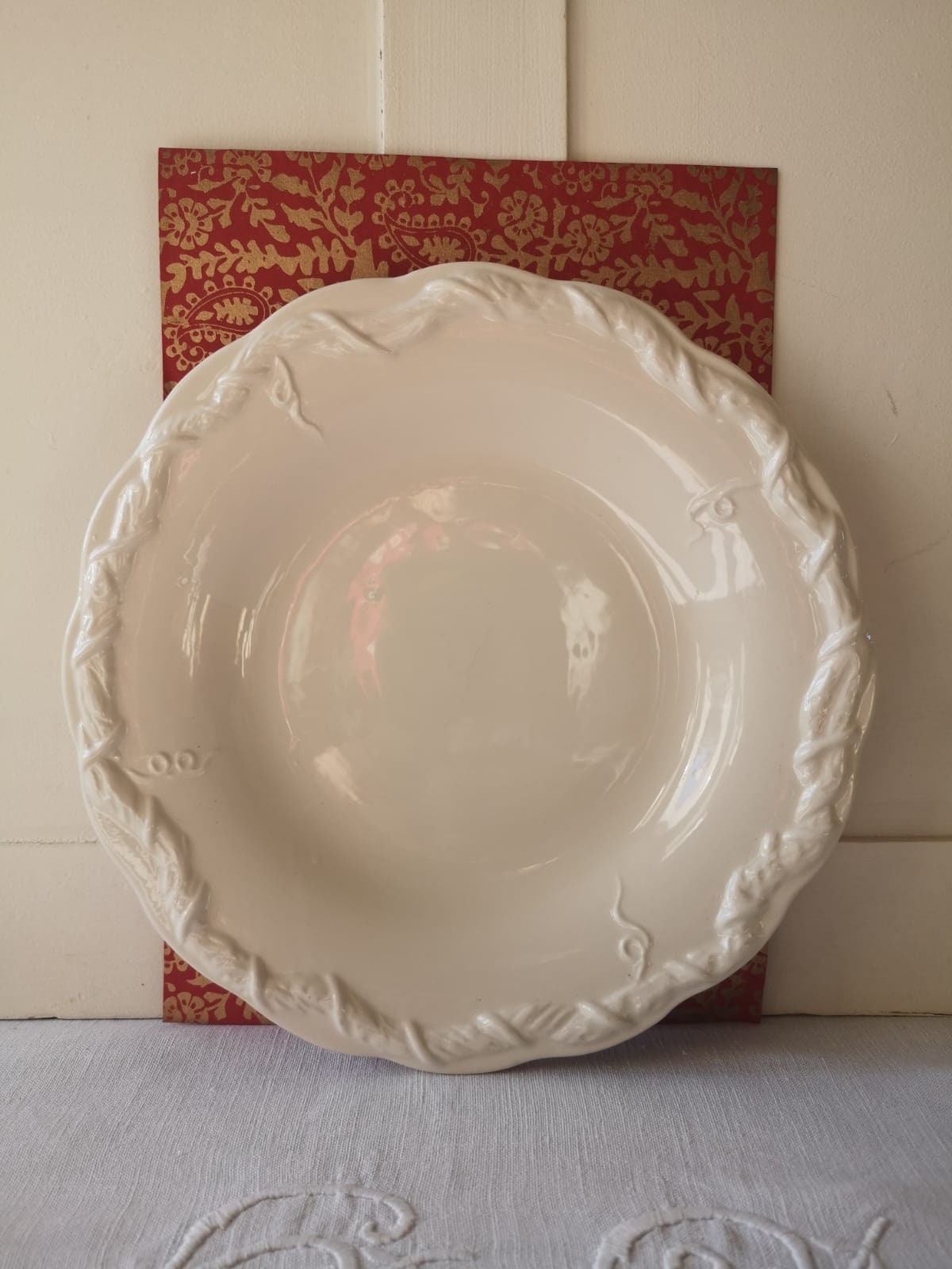 French Antique Ironstone Plate Scalloped Edge & Vine Embossed - Etsy