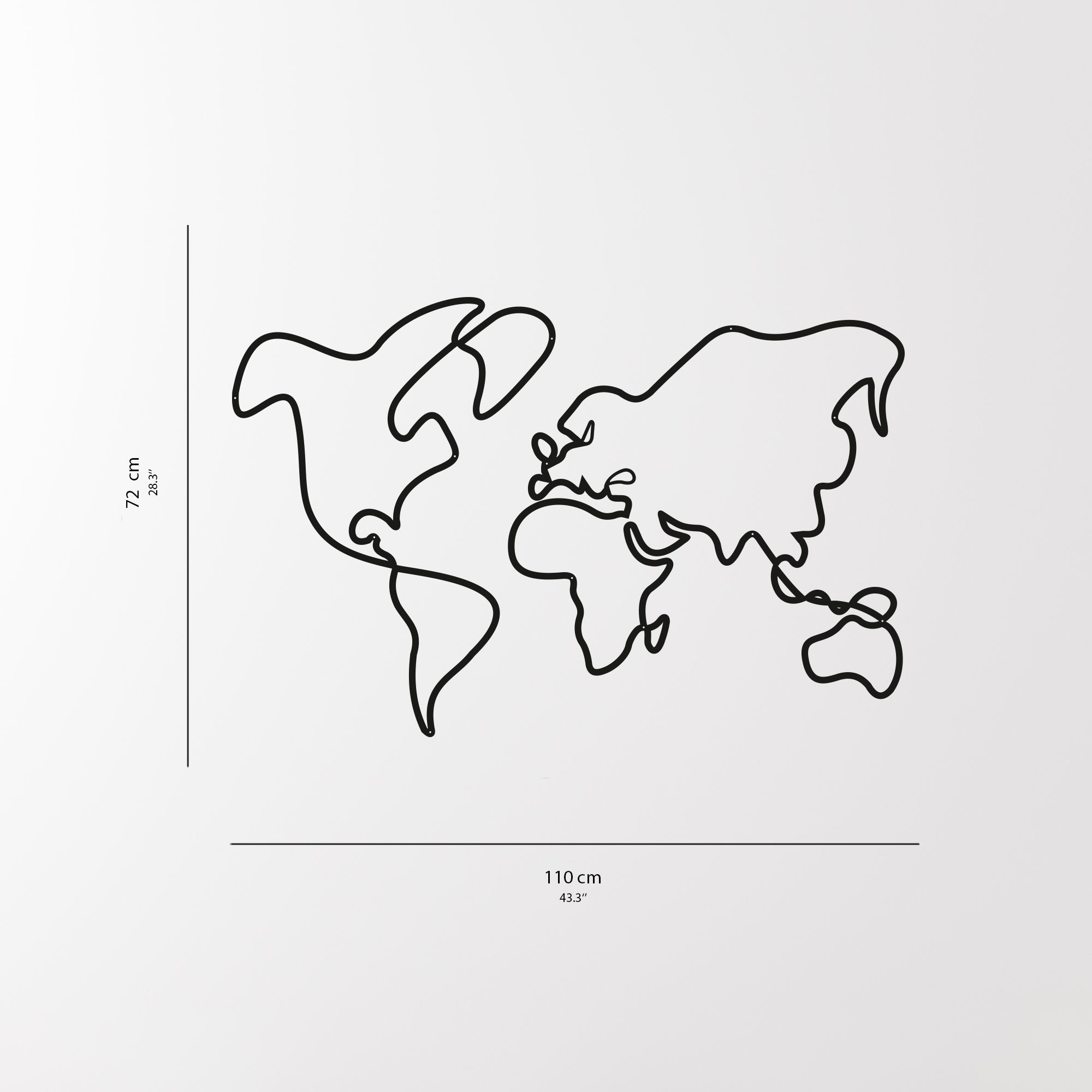 Map of Single Line Metal World Map Metal Wall Art Wall - Etsy