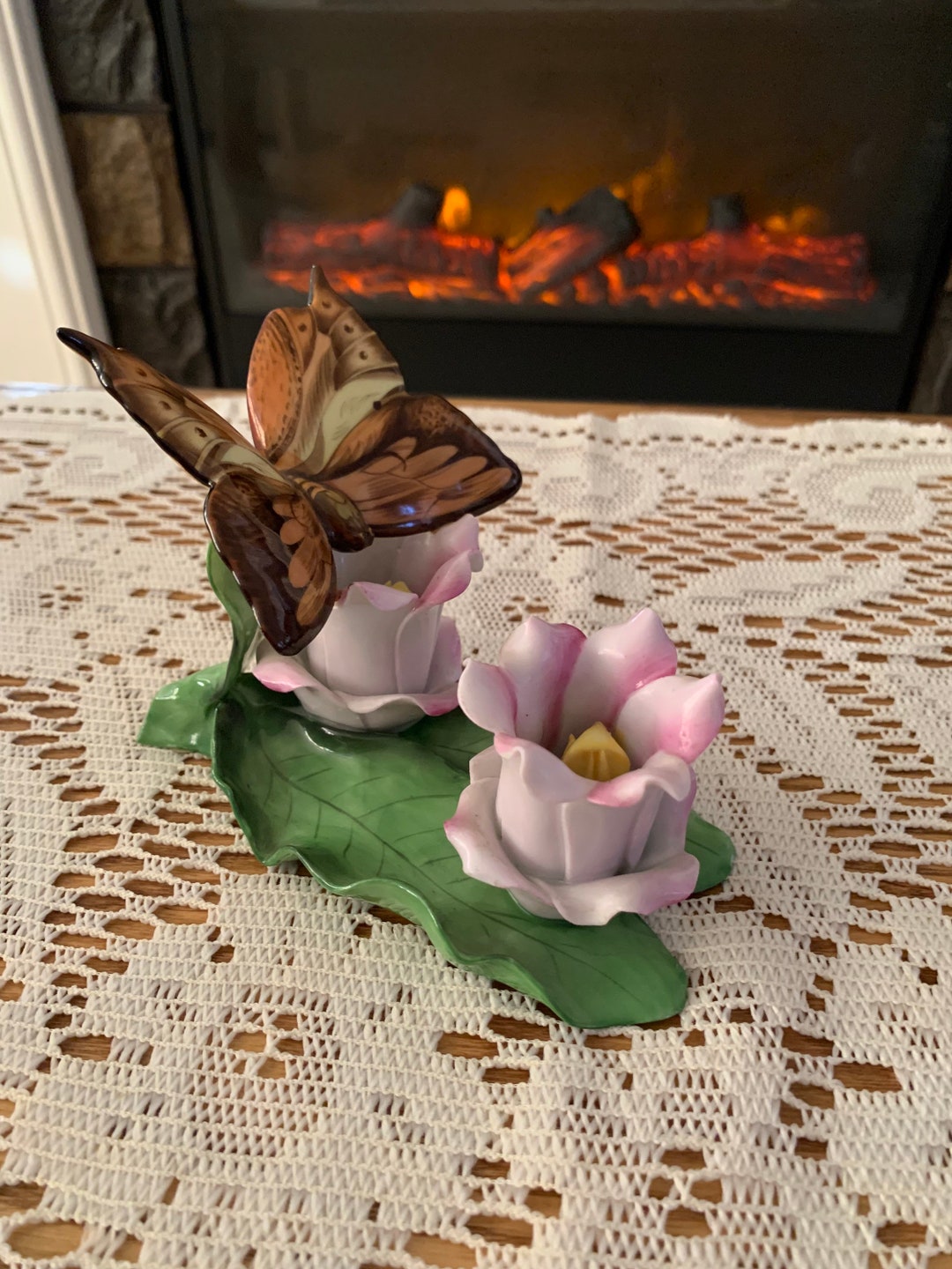 Herend Figurine Porcelain Butterfly With Pink Flowers - Etsy