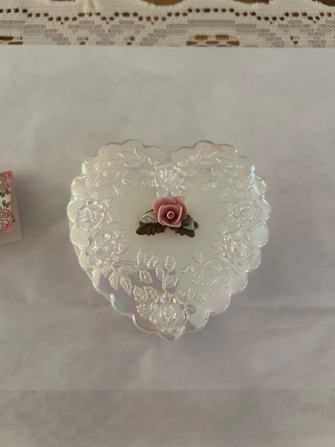 Fenton Opaline Heart Art Glass Trinket Box - Etsy