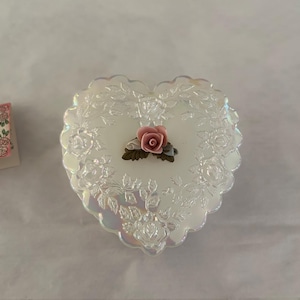 Fenton Opaline Heart Art Glass Trinket Box - Etsy