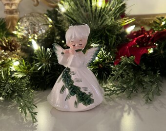 Vintage Lefton Christmas Angel Figurine Playing Cello With Blue Bird ...